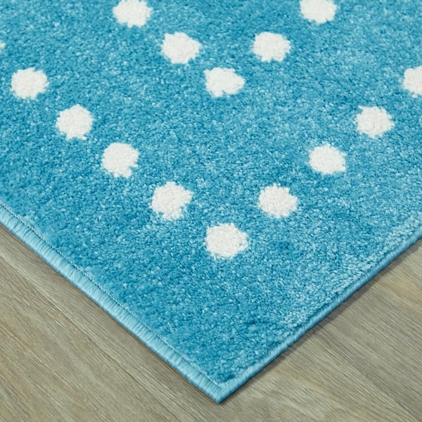 blue dot border rug