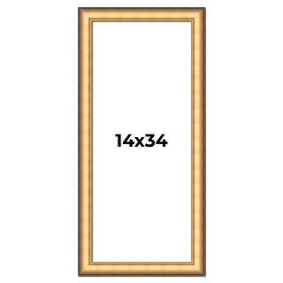 14x34 Frame Gold Plein Aire Solid Wood Picture Frame Width 2 Inches ...