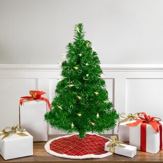 2' Paradise Lime Green Tinsel Pine Artificial Tree Clear Lights - under ...