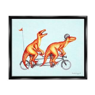 Stupell Whimsical Red T-Rex Dinosaurs Riding Tandem Bicycle Floater ...