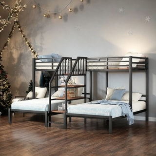 Metal Space Saving Design Kids Bed Twin over Twin & Twin Bunk Bed ...