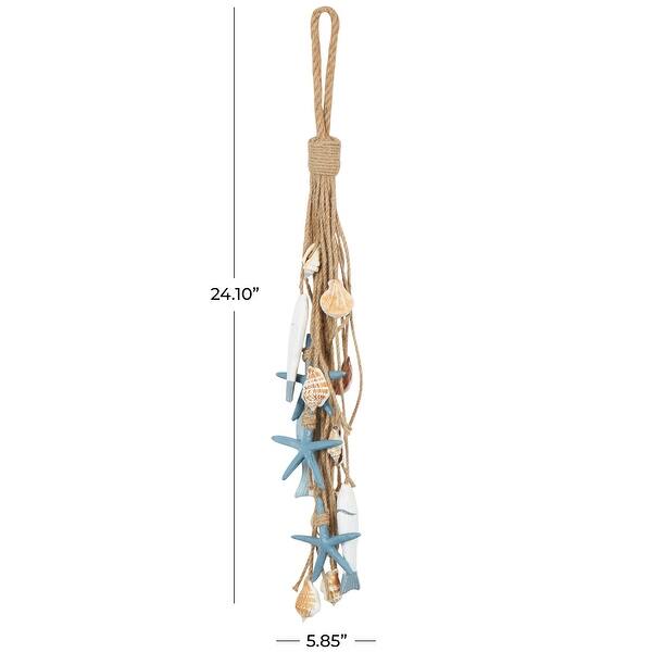 Brown Jute Rope Layered Hanging Fish Wall Decor with Blue or Cream ...