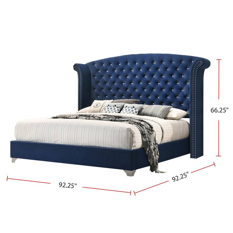 Eastern King Wingback Upholstered Bed - Overstock - 36111079