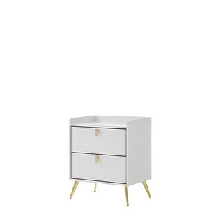 Zeena Nightstand with 2 Storage Drawers, gold metal tapered legs - Bed ...