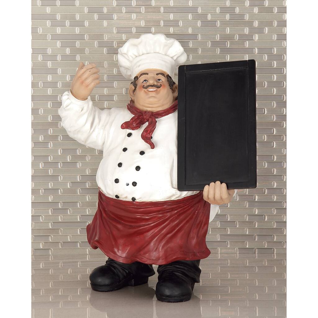 Multi Colored Polystone Chef Decorative Sculpture with Chalkboard ...