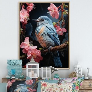 Designart "Blue Pink Hummingbird Enchanting Hum Pastoral" Animals ...