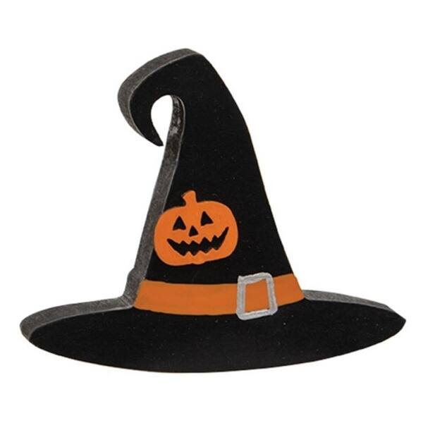 Halloween Jack O Lantern Witch Hat Chunky Sitter Decor - 4” L x 0.75” W ...