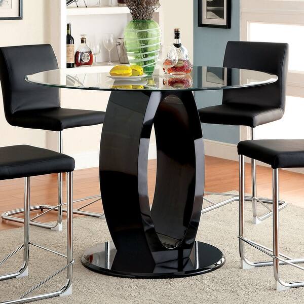 black gloss round dining table