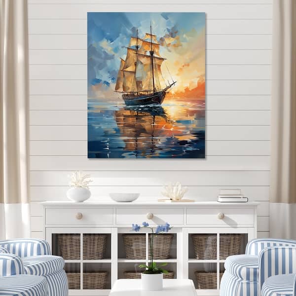 Designart "Sailboat Abstract Maritime Symphony I" Boat Sailing Wall Art ...