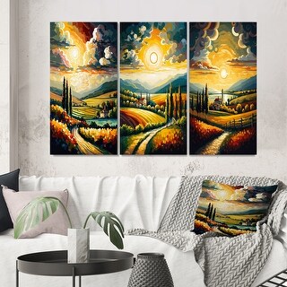 Designart "Sun Rays Peaking Through Clouds III" Landscape Mountains ...