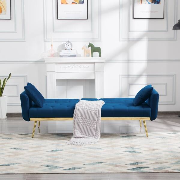 Convertible Sleeper Sofa Bed Adjustable Back Couch Bed Velvte Folding ...