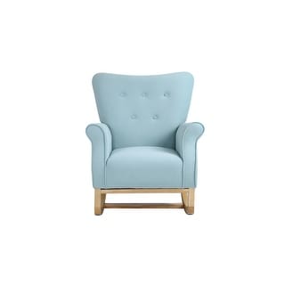 Mid Century Retro Modern Fabric Upholstered Rocking Chair, Light Blue ...