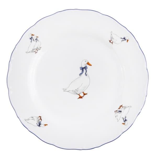 Goose Family White Porcelain Dessert Plate Set of 4 - 7.5" - Bed Bath ...
