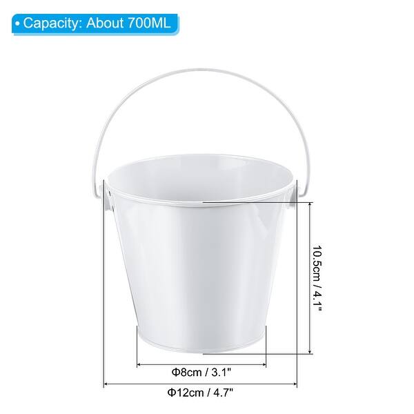2Pcs 5"x4" Small Metal Bucket Colorful Mini Buckets with Handles White ...