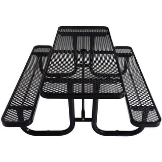 6 ft. Rectangular Outdoor Steel Picnic Table with Umbrella Pole - Bed ...