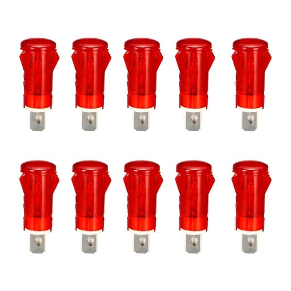 Neon Indicator Lights, Dash Bulbs MDX-11A Red 10mm 2/5" Push-In Mount ...
