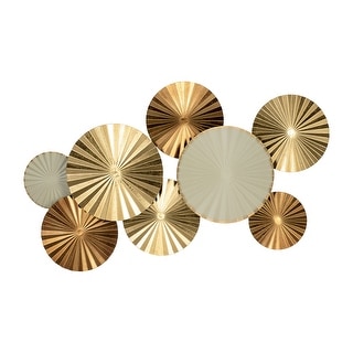 31" Pleated Wall Disc Decor Metallic Gold Contemporary Sunburst ...