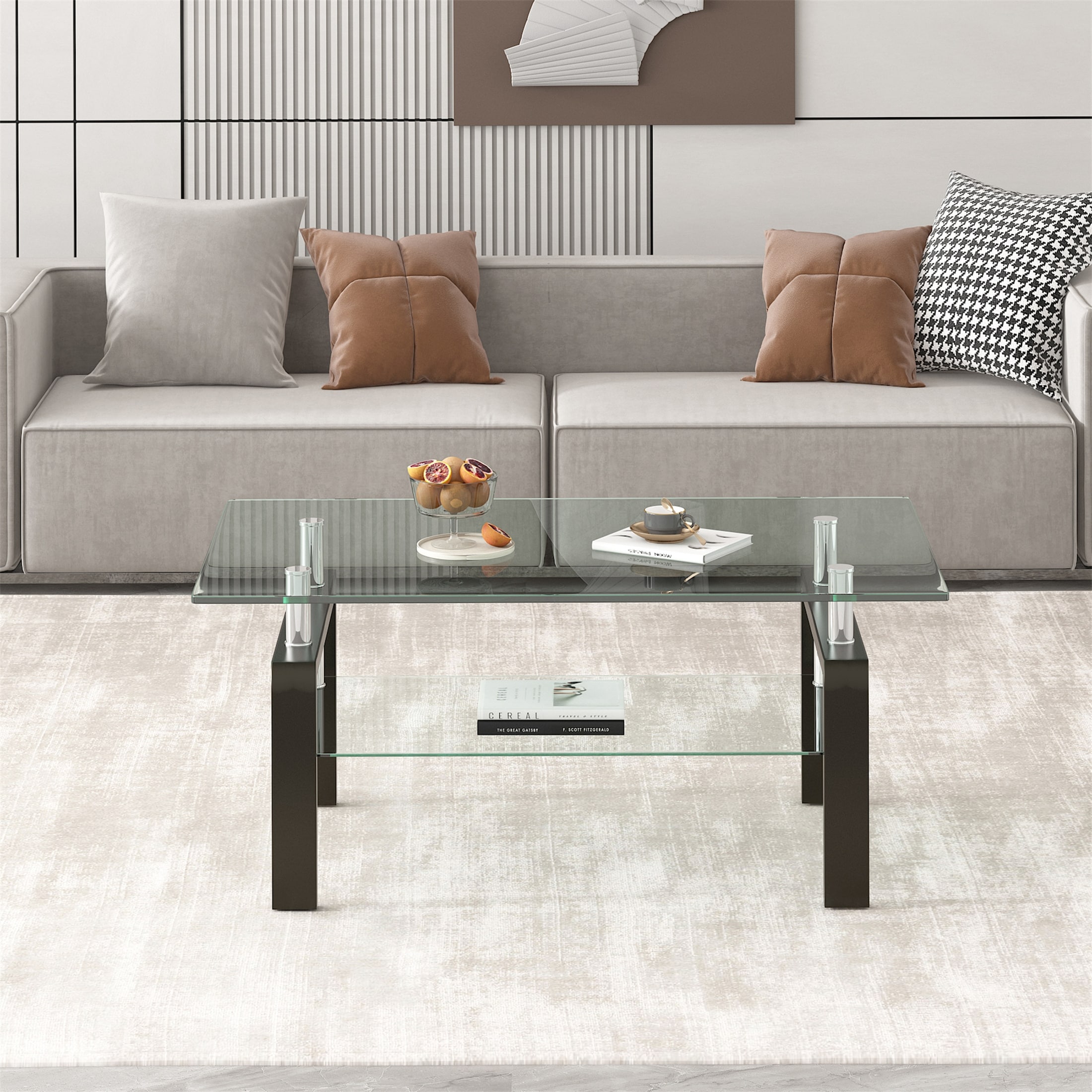 Contemporary Coffee Table with Chrome Trimmed Flared Base, White - On ...