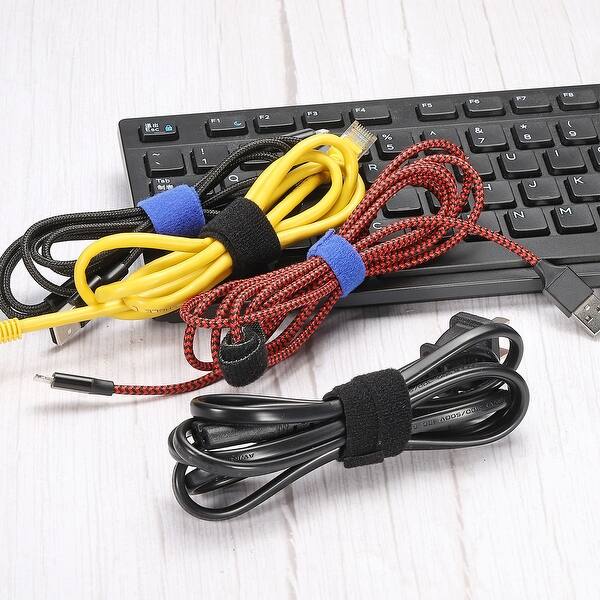 Reusable Cable Ties 10 Meters 14.5mm Hook and Loop Cord Wraps Black ...