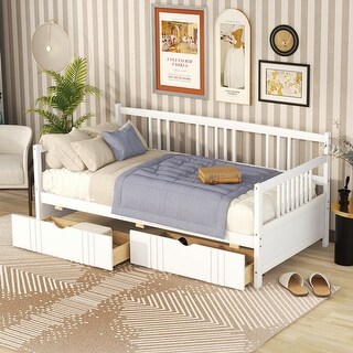 Twin Size Daybed Wood Bed with Two Drawers - Bed Bath & Beyond - 38338038