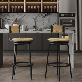 Rustic Swivel Bar Stools with Back, Set of 2 - Bed Bath & Beyond - 42519815