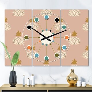 Designart 'Pineapple Summer Bliss VII' Oversized Mid-Century wall clock ...
