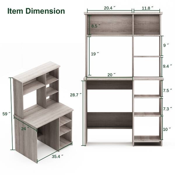 Office Tower Computer Desk Modern Writing Study Desk with Book Shelf ...