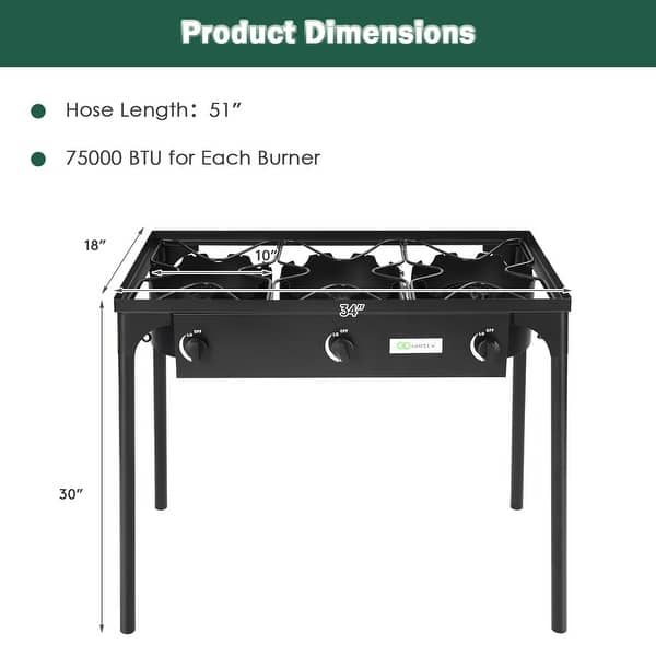 Outdoor Camping Stove 3 Burner Propane Gas Cooker for Camp Patio - Bed ...