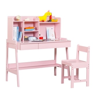 Writing Desk Modern Children Desk Pink Study Table and Chair Set - Bed ...