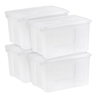 IRIS USA® Wing Lid Container 50 Qt Buckle Lid - Clear - Set of 4 - Bed ...