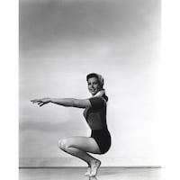 Ann Miller Squatting in Lingerie Classic Portrait Photo Print - Bed ...