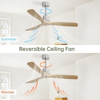 52" Brushed Nickel Reversible Ceiling Fans No Light with Remote - Bed ...