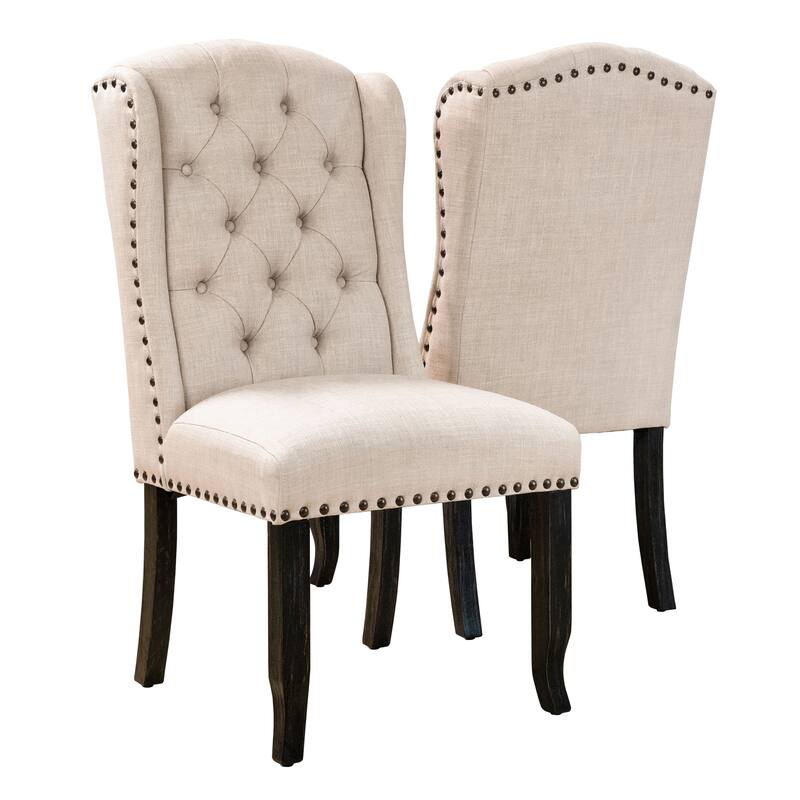 Tays Tufted Linen Wingback Dining Chairs (Set of 2) by Furniture of ...