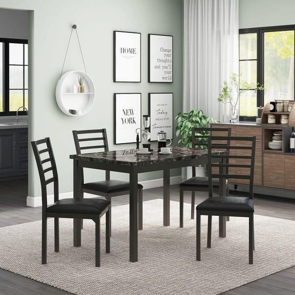 Rath Contemporary Black Wood 5-Piece Dining Set by Furniture of America ...