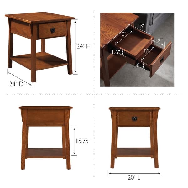 Leick Home Solid Wood Mission End Table with Drawer - Bed Bath & Beyond ...