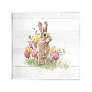 Stupell Bunny & Spring Tulips Wall Plaque Art Design By Courtney ...