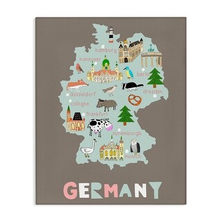Stupell Kid's Map of Germany Canvas Wall Art Design By Carla Daly - Bed ...