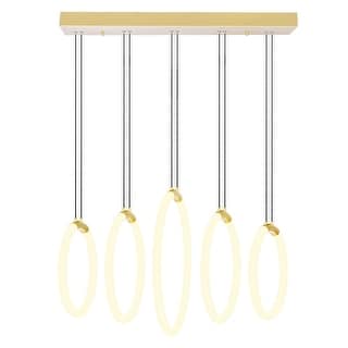 Hoops Integrated LED 23in 5 Ring Satin Gold Chandelier - Satin Gold ...