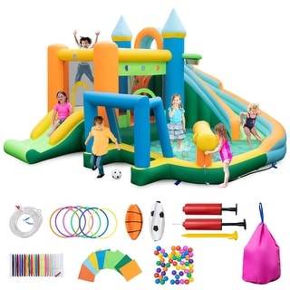 Costway Inflatable Water Slide Kids Blow up Water Park without/with ...