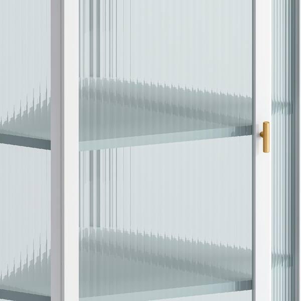 Four-Tier Wall-Mounted Corner Cabinet with Glass Door Storage - Bed ...