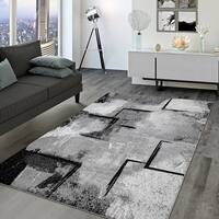 Grey White Area Rug Modern Design with Abstract Paint Effect - On Sale ...