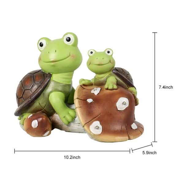 Garden Statue Cute Frog Face Turtles Figurines,Solar Powered Resin ...