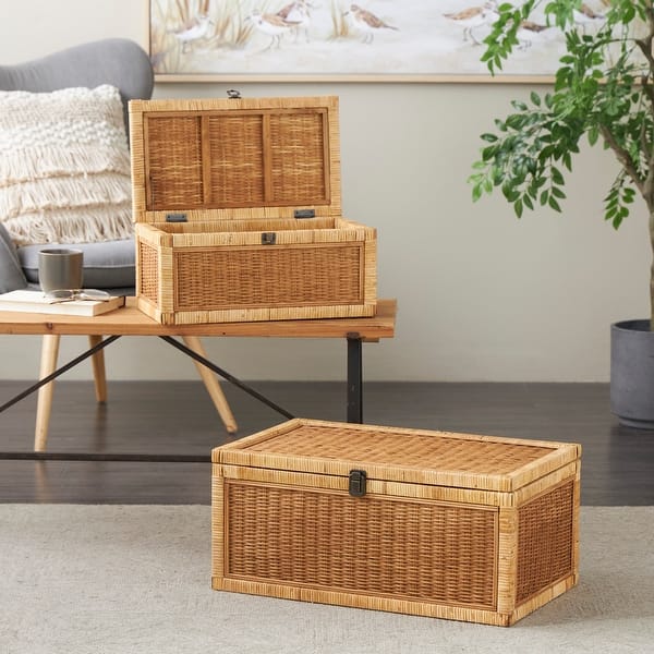 Brown Rattan Handmade Woven Storage Decorative Box with Wrapped Light ...