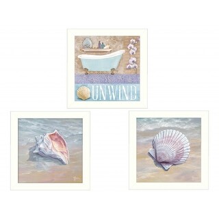 Set Of Three Shells Ii White Framed Print Bathroom Wall Art - Bed Bath ...