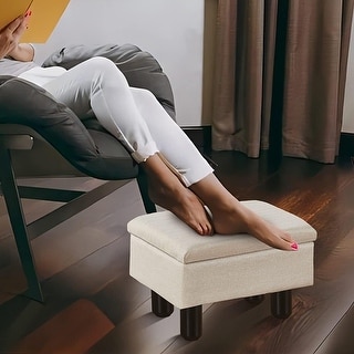 Multifunctional Footrest Storage Upholstered Step Stool Seat - Beige ...