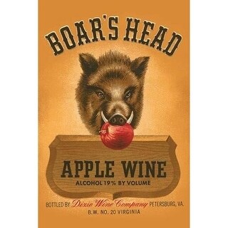 Vintage Wine Label For An Apple Wine Showing A Boar With An Apple In ...