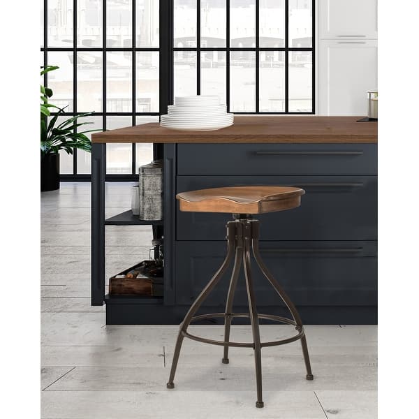 Hillsdale Worland Backless Metal Adjustable Height Swivel Stool - Bed ...