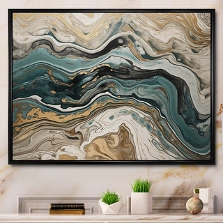 Designart "The Essence Of Fluidity V" Abstract Liquid Ink Framed Canvas ...