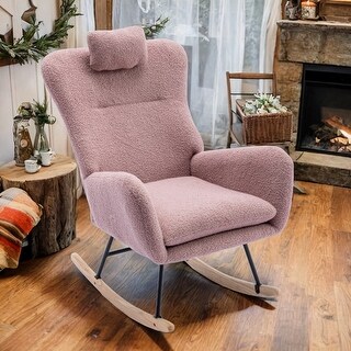 Rocking Chair Teddy Velvet Fabric Rocking Chair - Bed Bath & Beyond ...