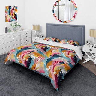Designart "Colorful Vibrant Paint Swirl Bliss" modern bedding set with ...